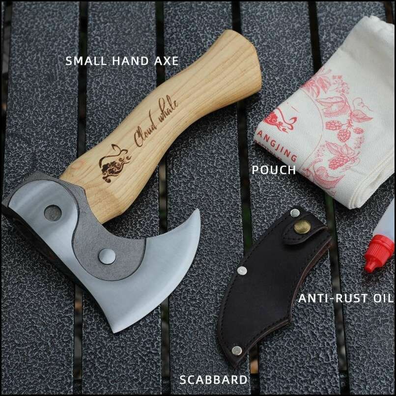 Кованый топор для дров с ручкой из орехового дерева, туристический колун ручной работы, плотник похода