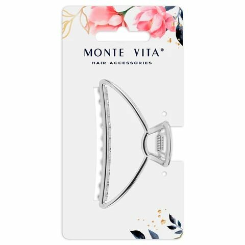 12 шт. Краб для волос 7,8 см, серебристый, MONTE VITA (монте вита), 457016
