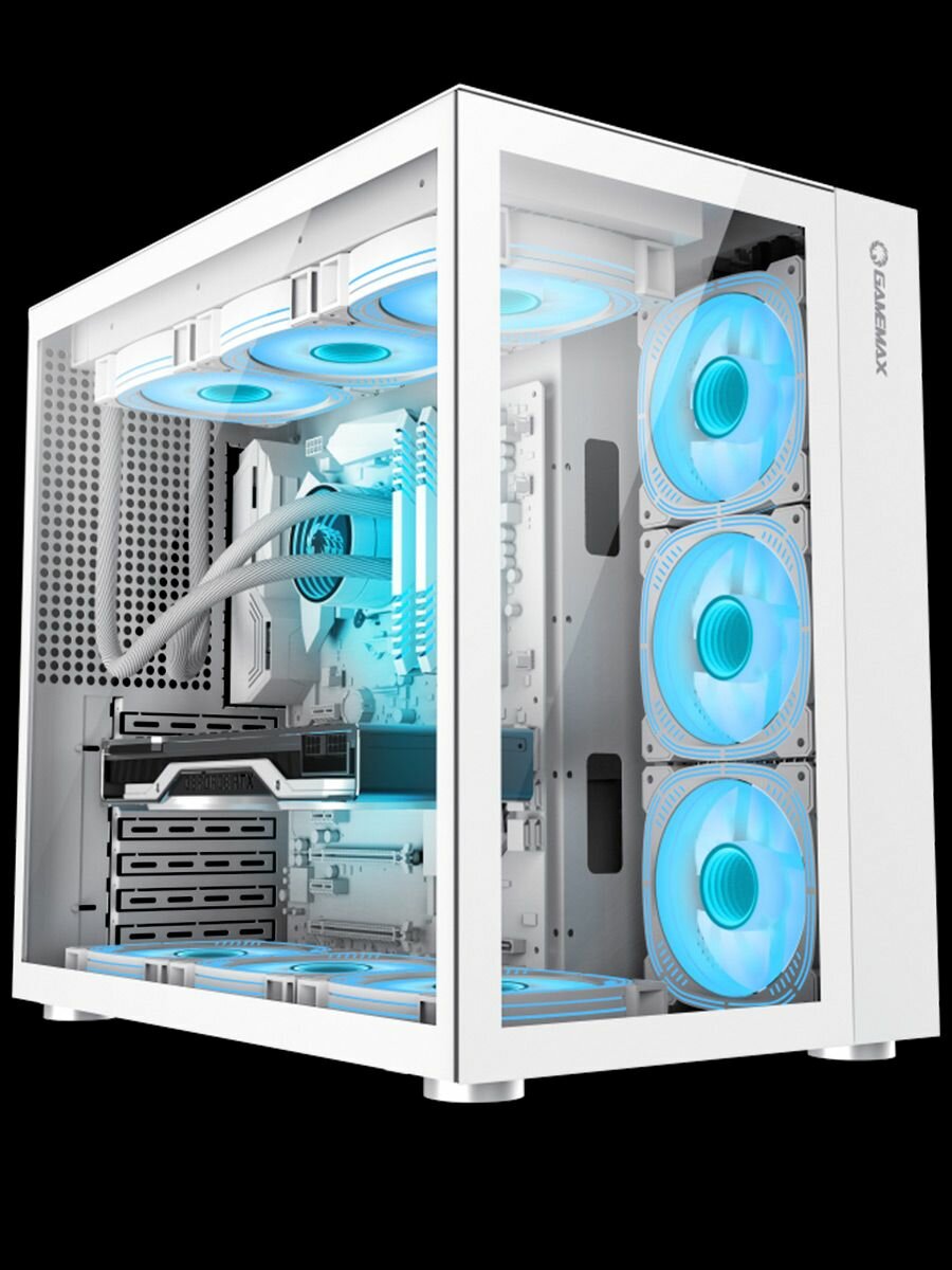 Корпус для ПК GAMEMAX Infinity WT (Белый Midi-Tower, ATX, Micro-ATX, Mini-ITX CPU 160мм VGA 360мм Закаленное стекло USB 3.0+Type C)