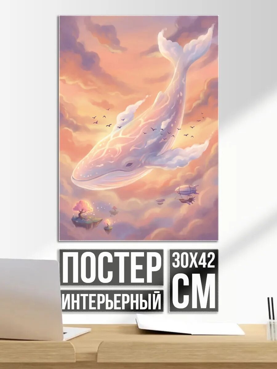 Постер на стену Кит в облаках