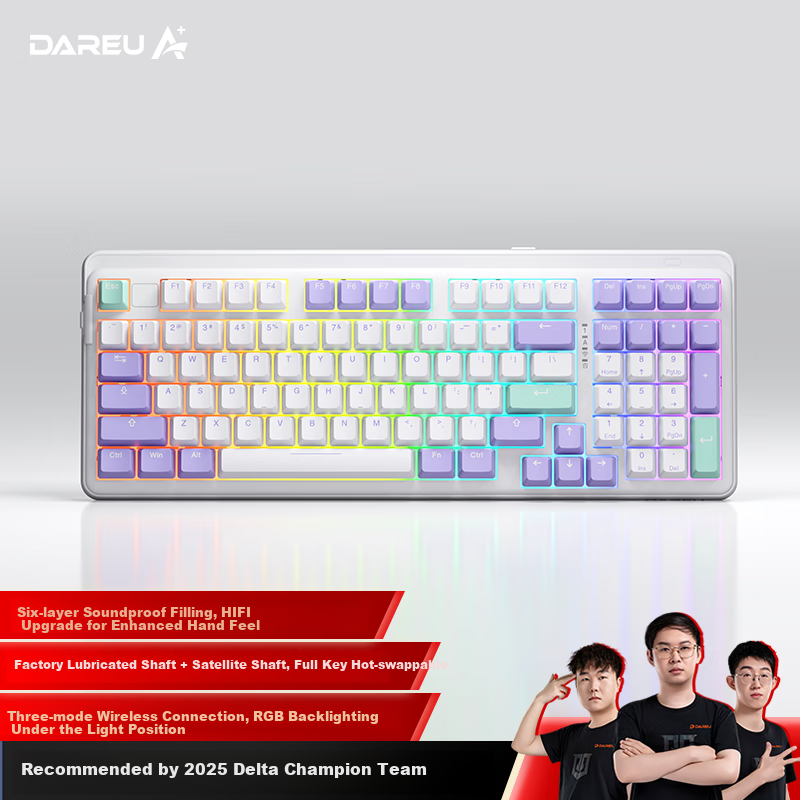 Механическая игровая клавиатура DAREU A98 Professional с RGB-подсветкой 98-клавишный макет Bluetooth и проводное