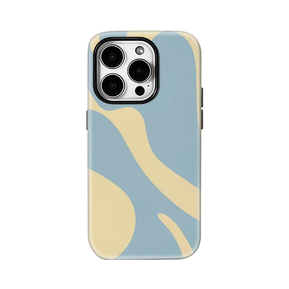 Чехол для телефона iPhone 17, 16, 15, 14, 13, 12, 11 X XS XR XSMAX 7 8 Air Pro Max Plus двухслойная задняя крышка Синие и желтые волны