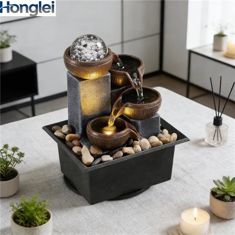 Декоративный домашний фонтан Honglei 19cm темно-коричневого цвета для интерьера