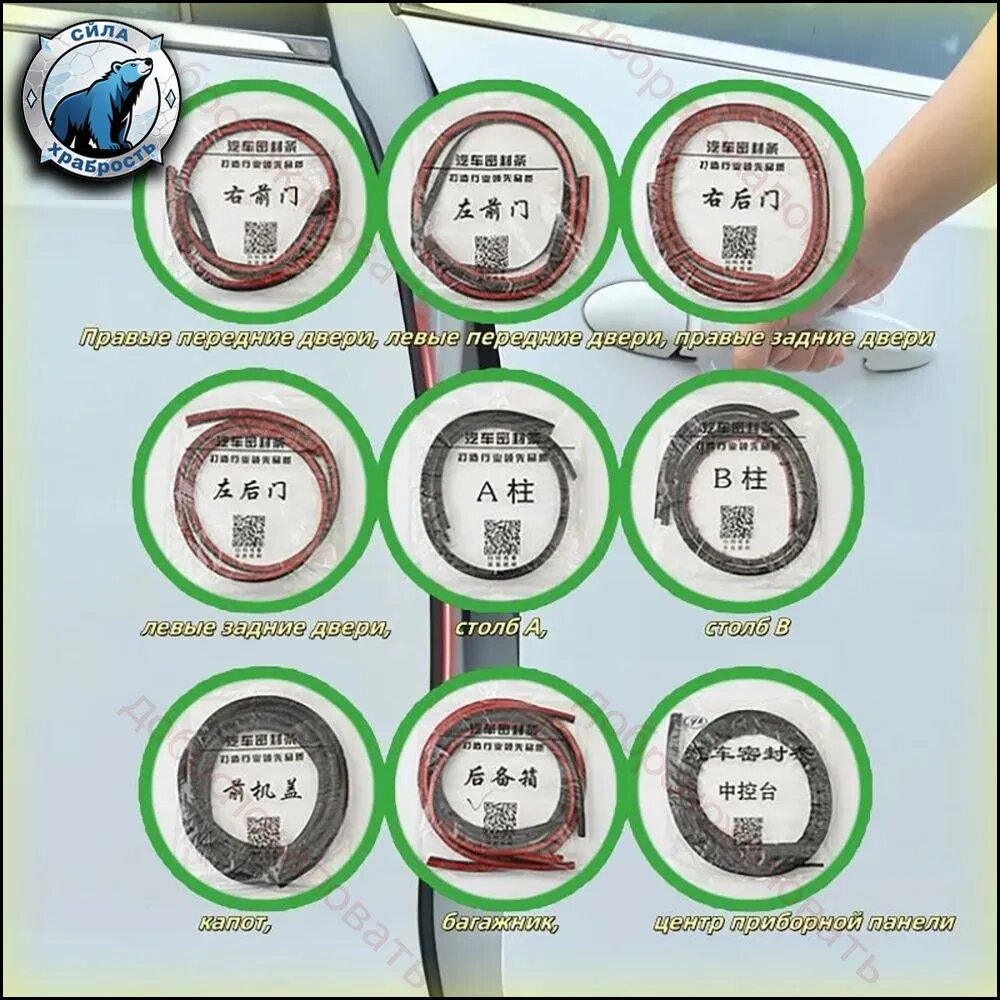 Уплотнитель автомобильный Skoda-GYT полный комплект EPDM для дверей Octavia Superb Kamiq черный
