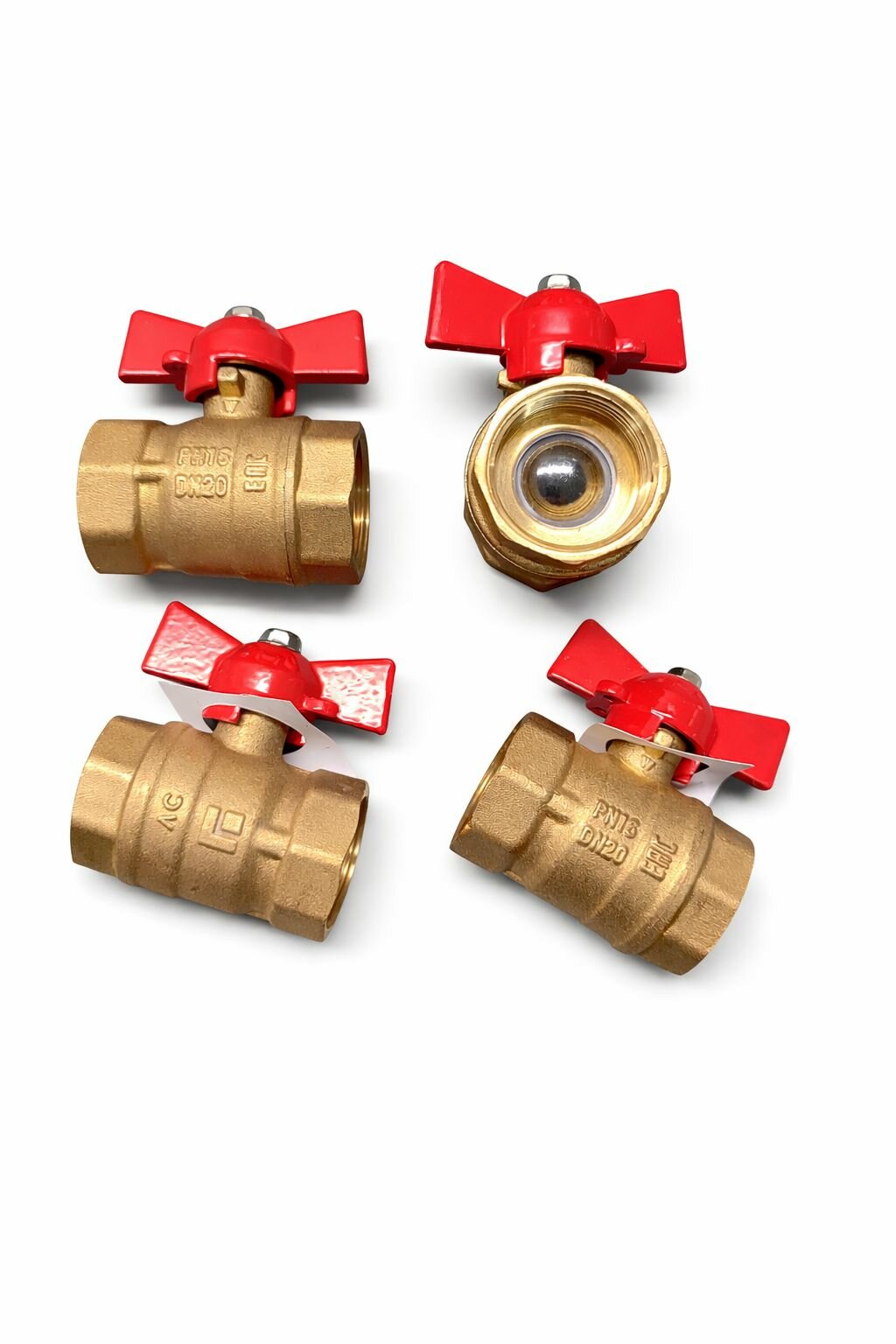 Кран шаровой 3/4" гайка-гайка бабочка Ду20 Ру16 (11Б27п1) - 4 штуки