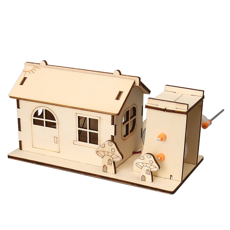 Набор для научных экспериментов «Домик с ручным генератором» для детей – деревянный научный набор STEM с миниатюрной моделью домика и электростанции – образовательный проект по физике и инженерии для обучения в классе и дома.