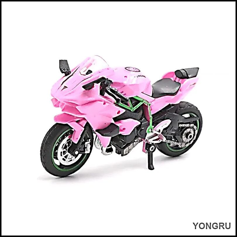 Модель мотоцикла Kawasaki светло-розовый, масштаб 1/6, световые эффекты