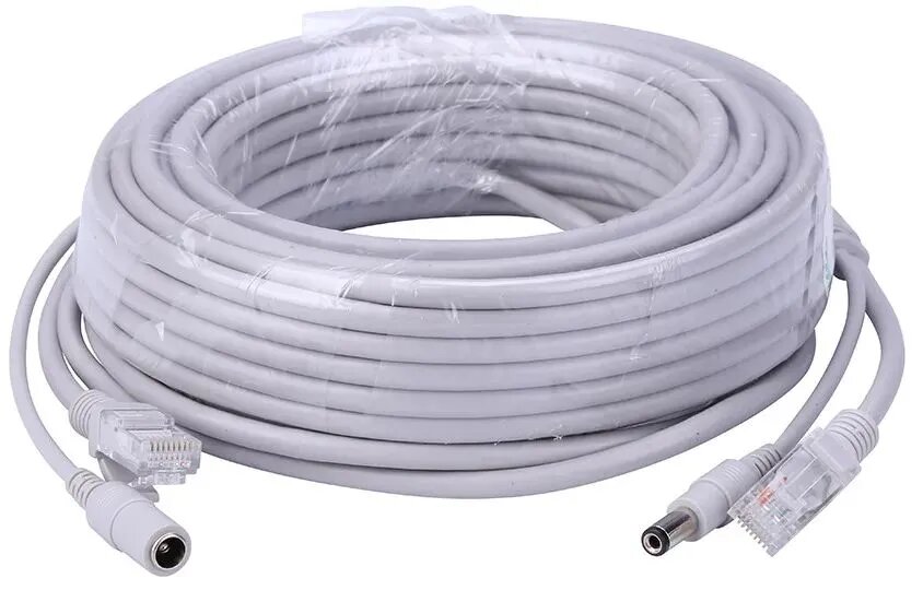 Кабель для компьютерной периферии RJ-45/RJ-45, DC 5.5 x 2.1 мм, 15 м, белый