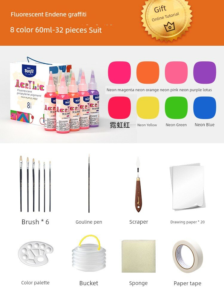 Акриловая краска Baofeifan, 60 мл, водостойкая и не выцветает, 12 цветов, безопасна для детей детского сада, для