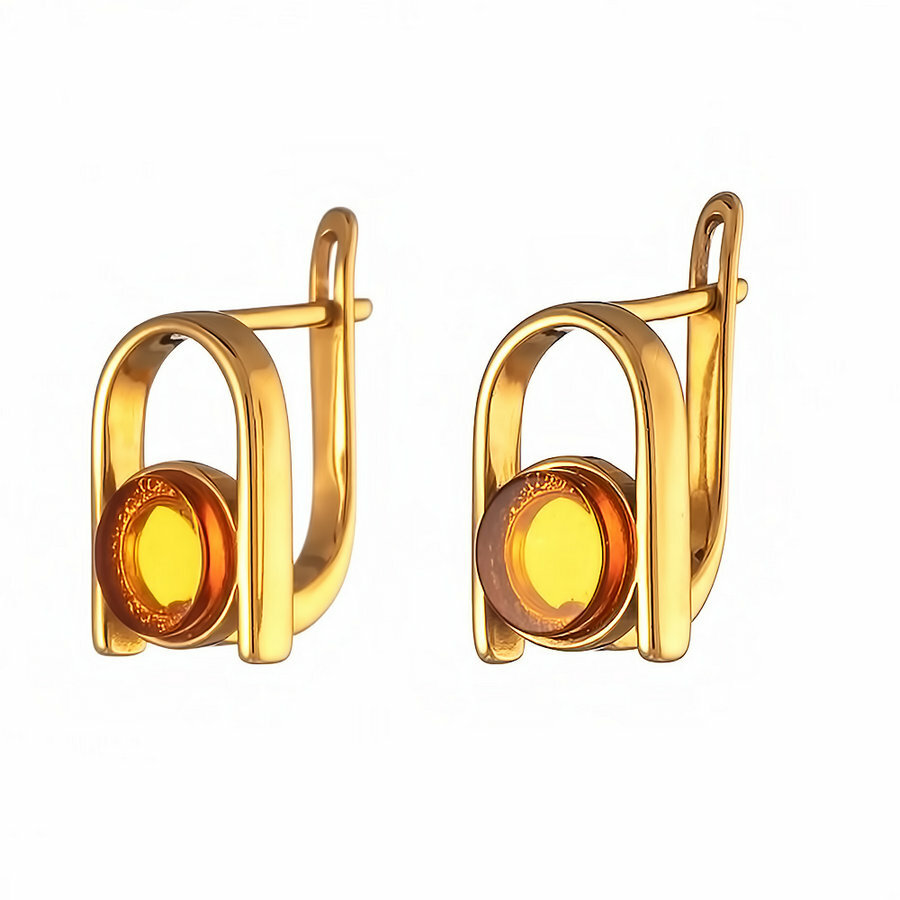 Серьги, серебро, 925 проба, янтарь