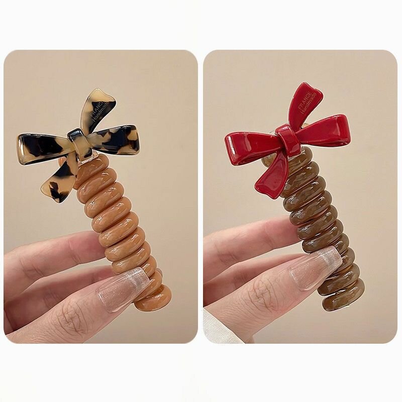 Весенне-летний милый инструмент для укладки волос с бантиком и эффектом пузырьковой косы, женская новинка 2026 года, высококачественная резинка для волос в виде телефонного провода.