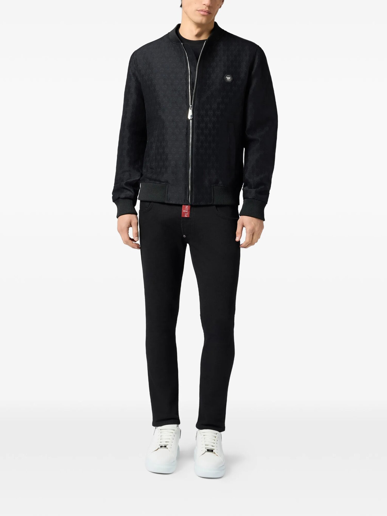 Куртка PHILIPP PLEIN Jacquard monogram bomber jacket, размер 50, black/black — фото 1