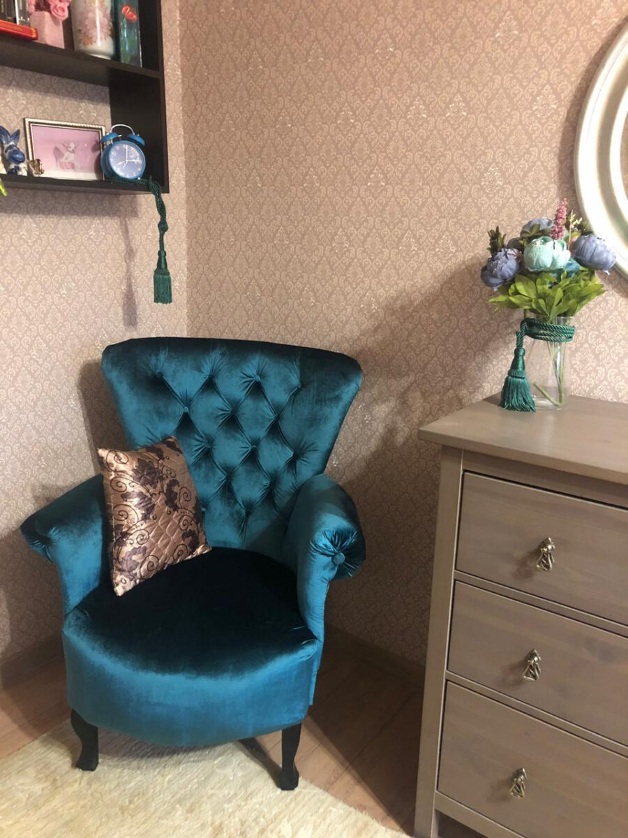 Кресло Вена, Базовые ткани, Velutto Soft цвет Зеленый Мох, 6 кг