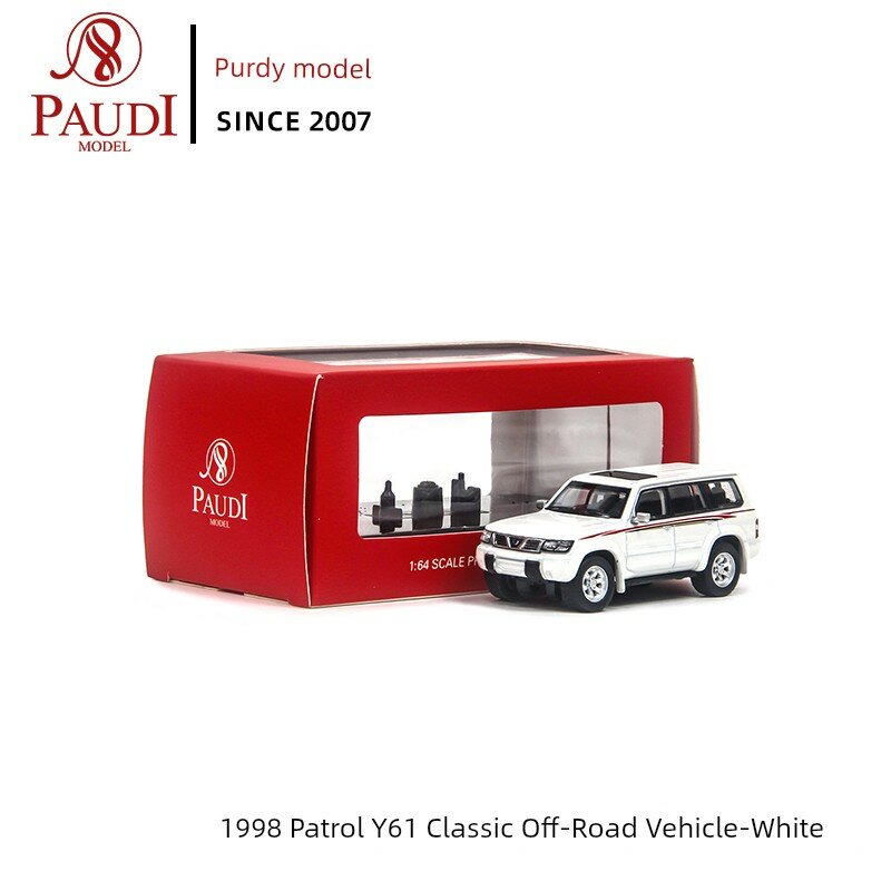 Модель автомобиля Nissan Patrol 1998 Y61 в масштабе 1:64, ретро-алюминиевая, белая