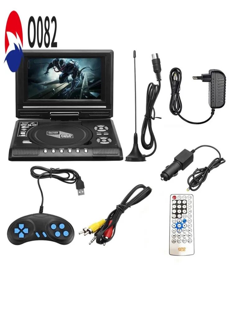 (C I O K) Портативный 7,8-дюймовый телевизор Домашний автомобильный DVD-плеер HD VCD CD MP3 EVD-плеер с TV / FM USB игровой функцией-EU Plug