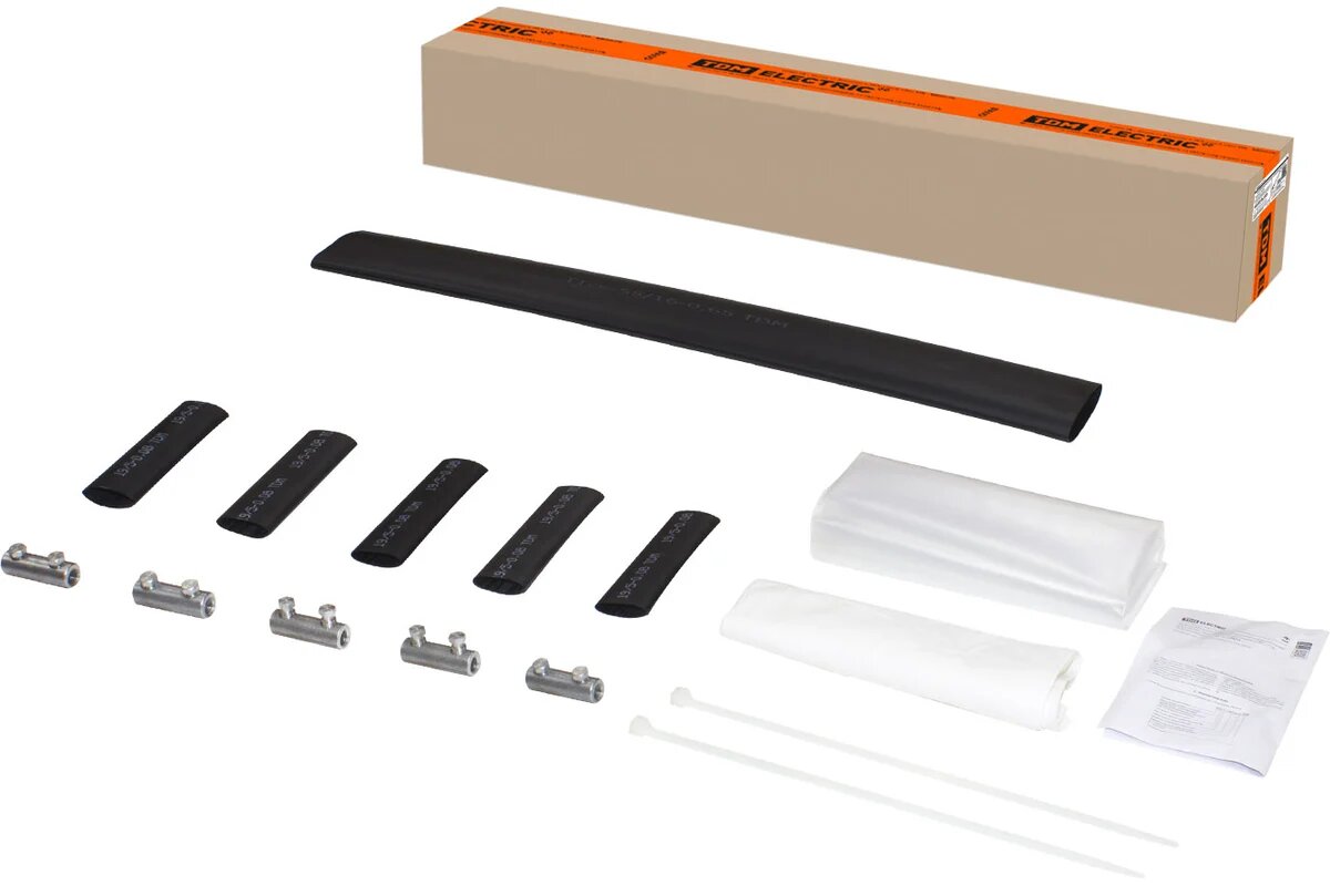 Муфта TDM ELECTRIC 5ПСт1‑10/25-Б – термоусаживаемая соединительная муфта для 4–5 жилых ПВХ/СПЭ кабелей до 1 кВ, из полиолефина с полимерной изоляцией и термоплавким клеем.