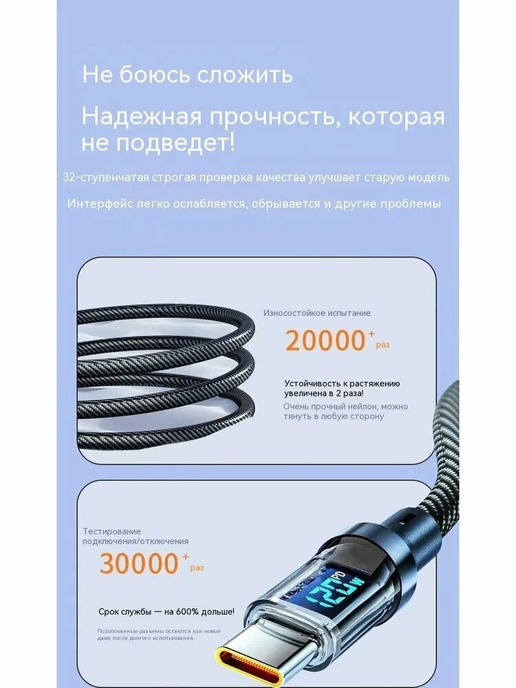 Сетевой кабель питания USB Type-C/USB Type-C, 2 м, черный — фото 1