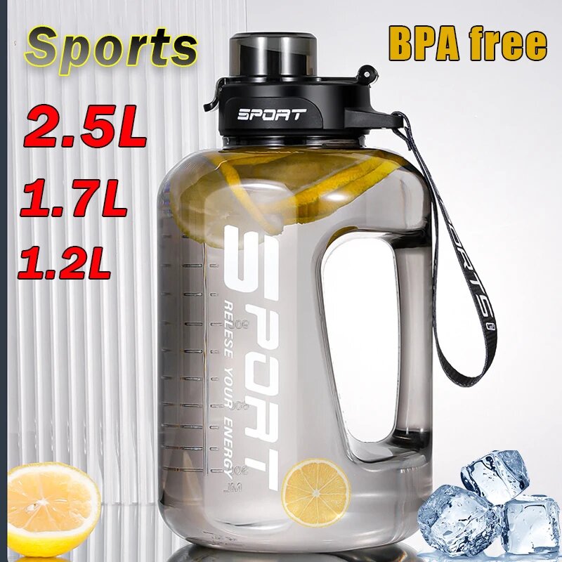 Спортивная бутылка для воды 2 литра черная Розовый, 2.5L, Sakura powder
