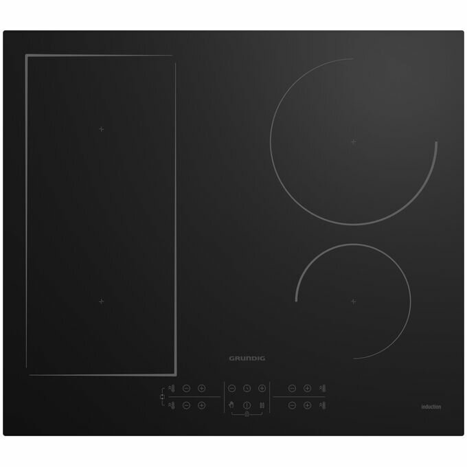 Варочная поверхность Grundig GIEI 623471 MN, 65 см, 60 см, 12.5–13 см, Черный, Индукционный (4 конфорки), 7200 Вт.