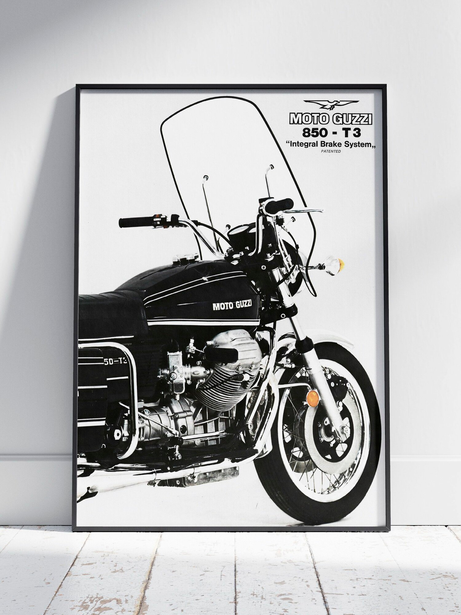 Плакат на стену для интерьера Техника и транспорт (Мото Гуцци 850 T T3 - Moto Guzzi 850 T T3 2) - Постер по транспорту формата A4 (21x30 см)