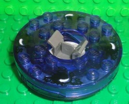 Деталь Lego 92549c10pb01 Turntable 6 x 6 x 1 1/3 Round Base with Trans-Purple Top and Black and White Pattern (Ninjago Spinner)