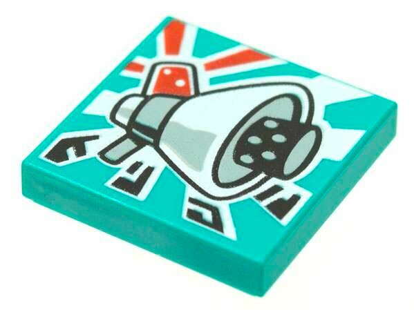 Деталь Lego 3068bpb1642 Tile 2 x 2 with Groove with BeatBit Album Cover - Megaphone Loudhailer Space Gun Pattern