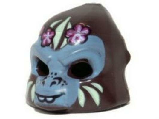 Деталь Lego 13361pb03 Minifigure, Headgear Mask Gorilla with Gray Face, Light Yellow Face Paint and Pink Flowers Pattern