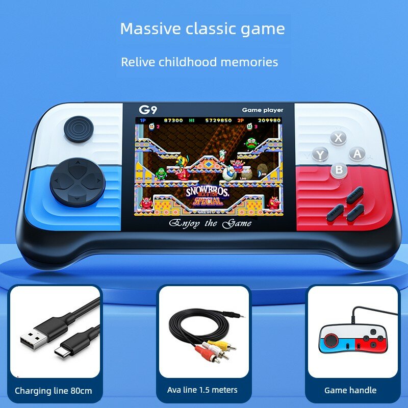 G9 Портативная игровая консоль для двоих с 1 контроллером, компактная, красно-синяя, мини-аркада