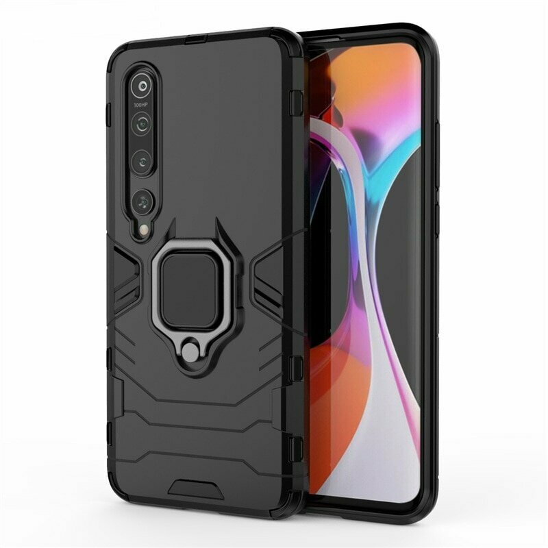 Чехол противоударный для Xiaomi Mi 10 Pro, Armor Ring Holder, черный