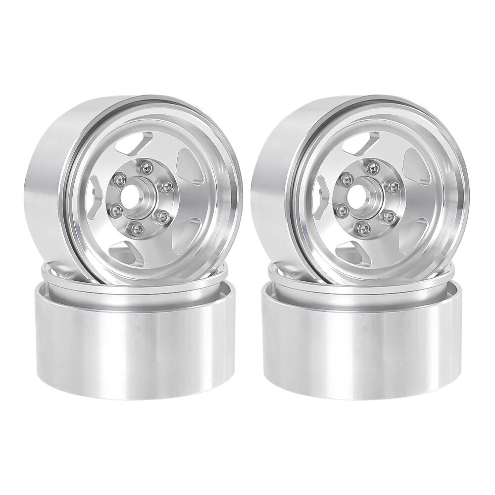 4 шт. Алюминиевые обода колес 2.2 дюйма для RC Crawler Axial SCX10 SCX10 Серебряный, 2.2 Inch silver