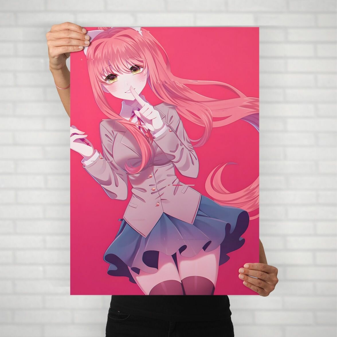 Плакат на стену для интерьера Литературный клуб Доки Доки (DDLC - Моника 3) - Постер по игре визуальной новелле формата А1 (60x84 см)