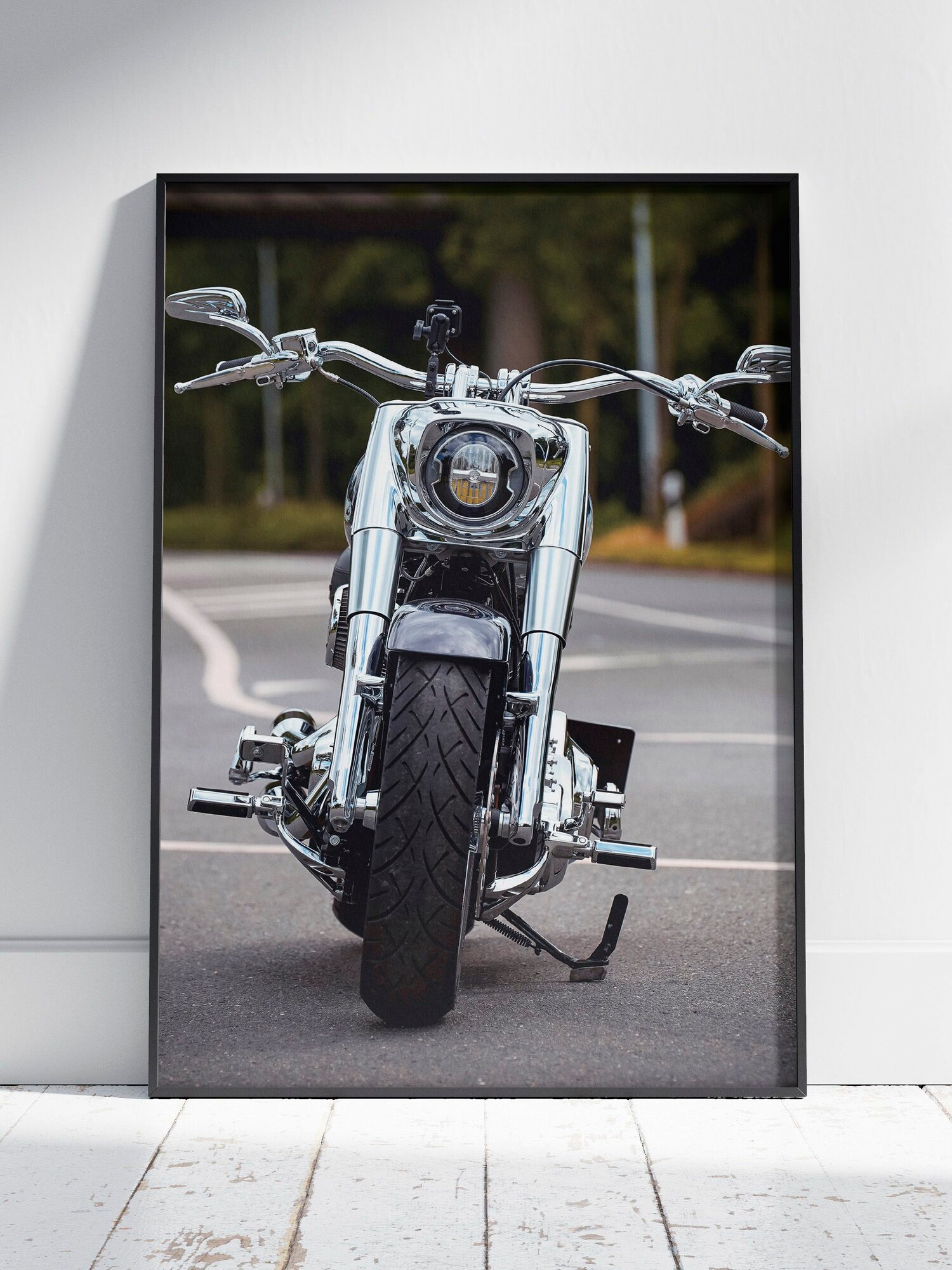 Плакат на стену для интерьера Мотоцикл (Harley davidson fat boy 6) - Постер по мото и байкам формата A4 (21x30 см)