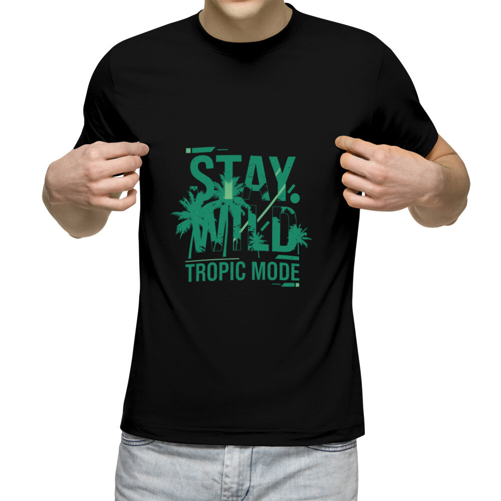 Мужская футболка «STAY WILD» (черный, L)