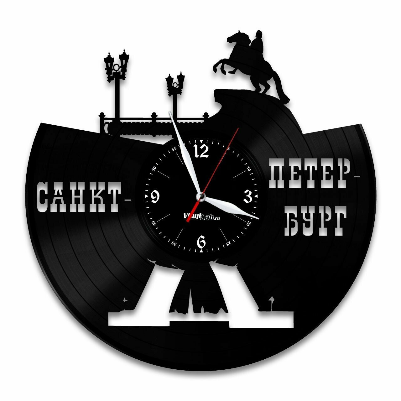 Часы из виниловой пластинки (c) VinylLab Санкт-Петербург, диаметр 30 см