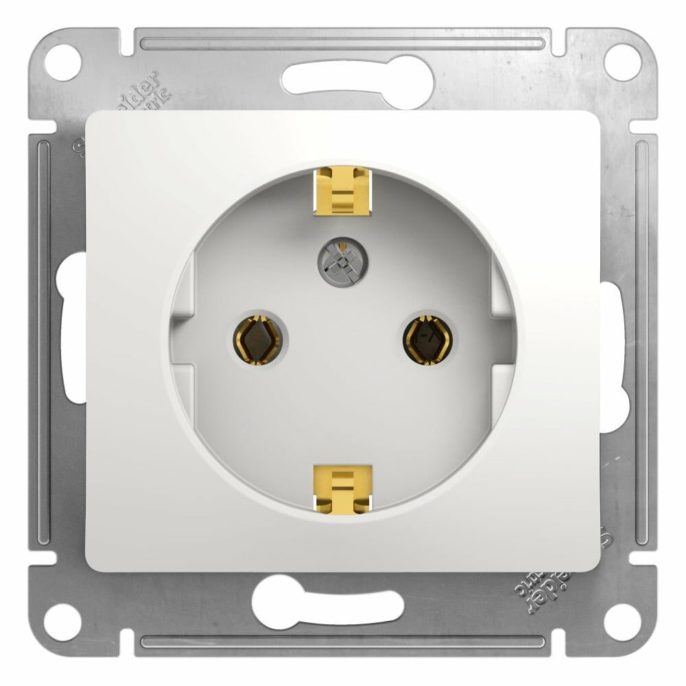 Механизм розетки Systeme Electric 1-м GLOSSA с заземлением, белая SchE GSL000143
