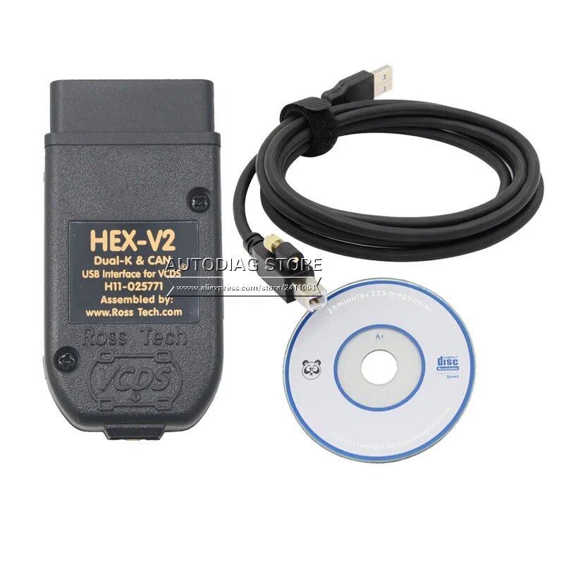 VAG COM 22.3: Интерфейс HEX CAN USB для VW AUDI Skoda Seat, Russian English, Цвет: 22.3.1