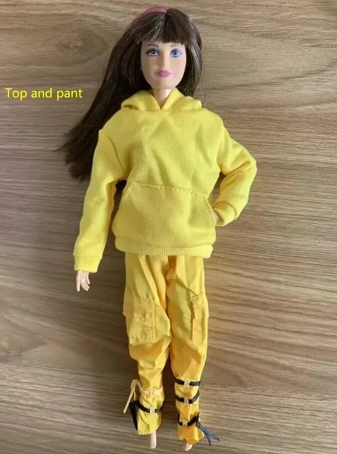 Желтый костюм для кукол Barbie, ZY, топ и штаны