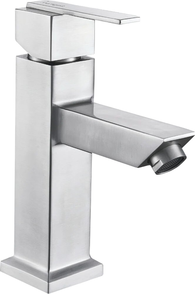 Смеситель для раковины Aquanet Steel AF213-10S матовый, кран для ванной в раковину, из нержавеющей стали, рычажный, с керамическим картриджем
