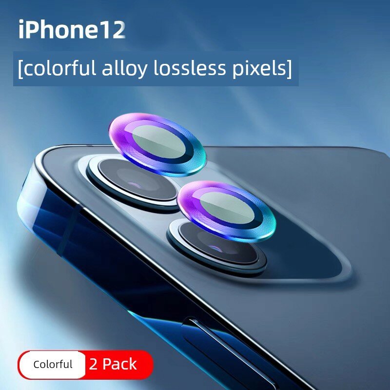 IPhone 12 Ободок для объектива камеры из алюминиевого сплава яркий цвет не влияет на вспышку 2 шт