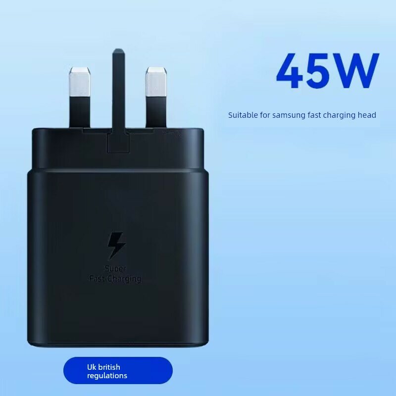 Samsung 45W Быстрая зарядка адаптер с Type-C портом, совместимый с Galaxy S23/S22/S21/S24, британская розетка