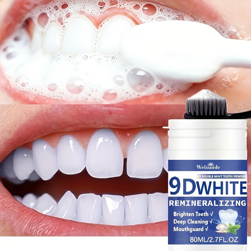 Зубной порошок 9D White, реминерализующий гидроксиапатитовый, глубокое очищение, свежее дыхание, 100г, для здоровья поло