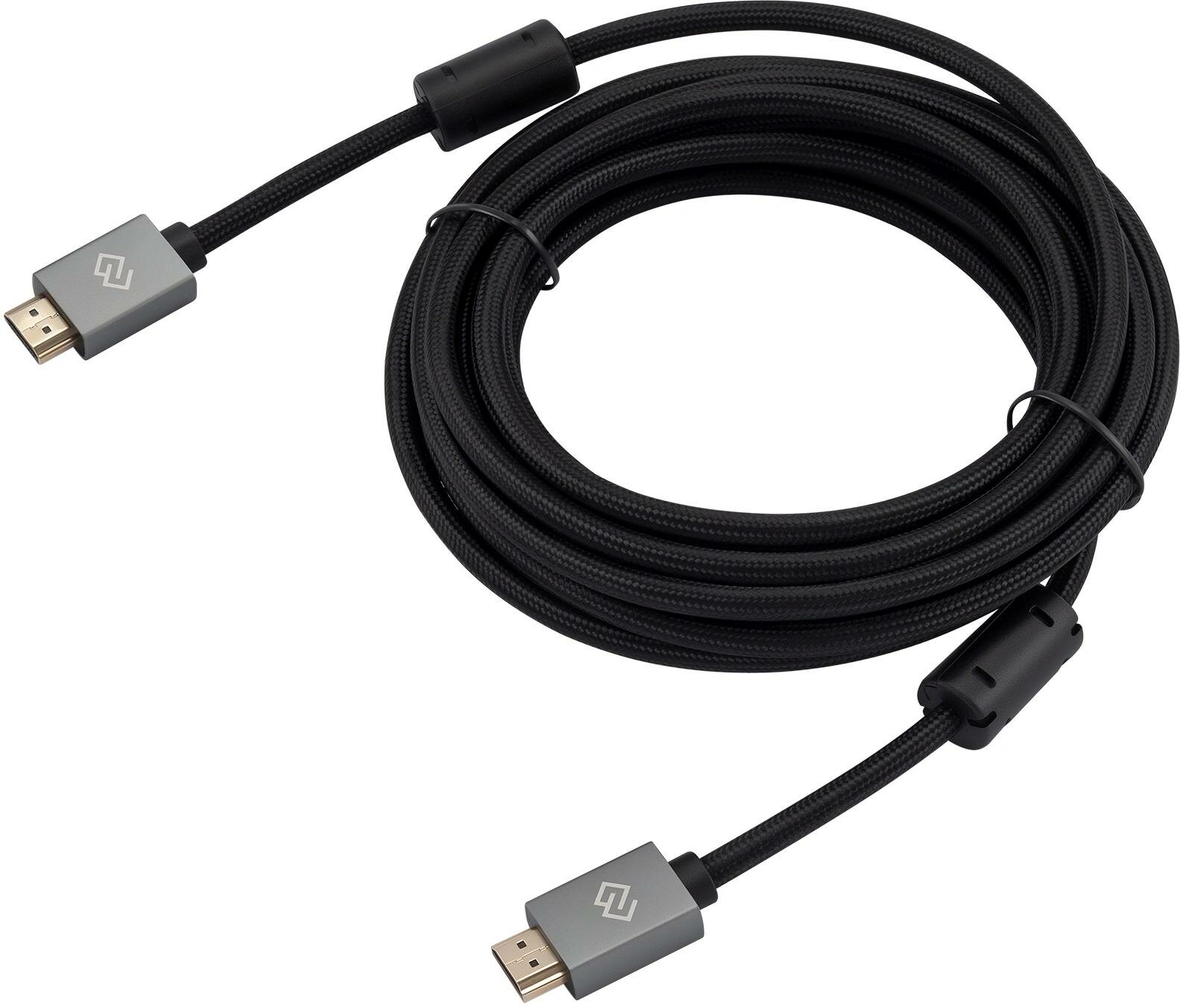 Кабель аудио-видео DIGMA HDMI m - HDMI m, 5 м, ферритовые кольца, позолоченные контакты, черный (D-HDMI-2FF-V2.0-5M)