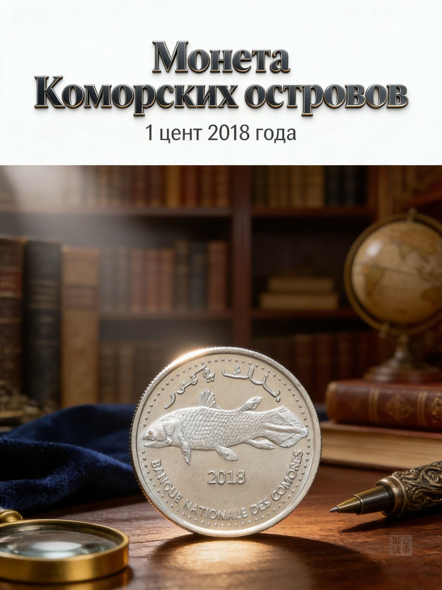 Монета Коморских островов 1 цент, из алюминия 20 мм для коллекционеров и нумизматов