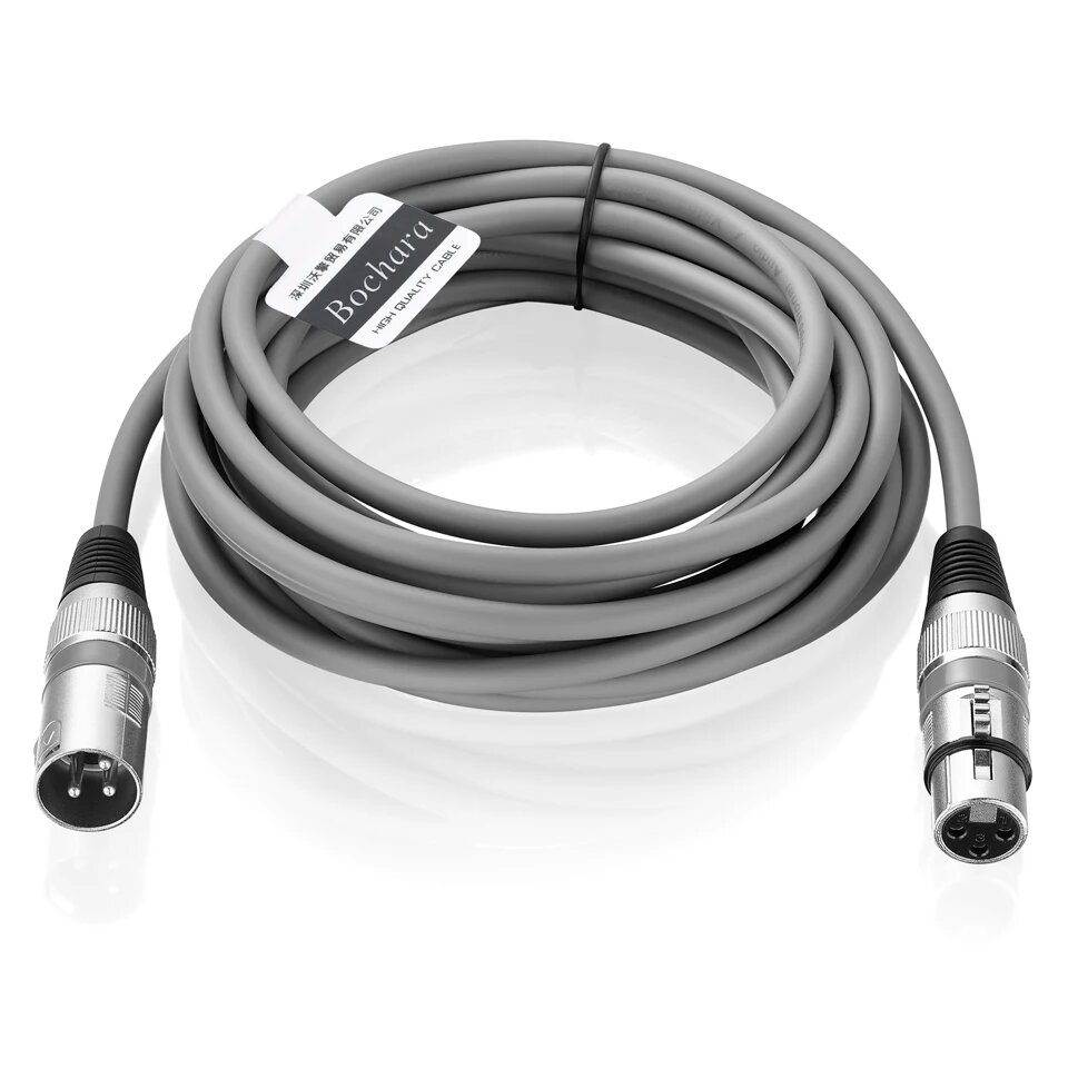 Кабель XLR Bochara "папа-мама" 3м, Grey