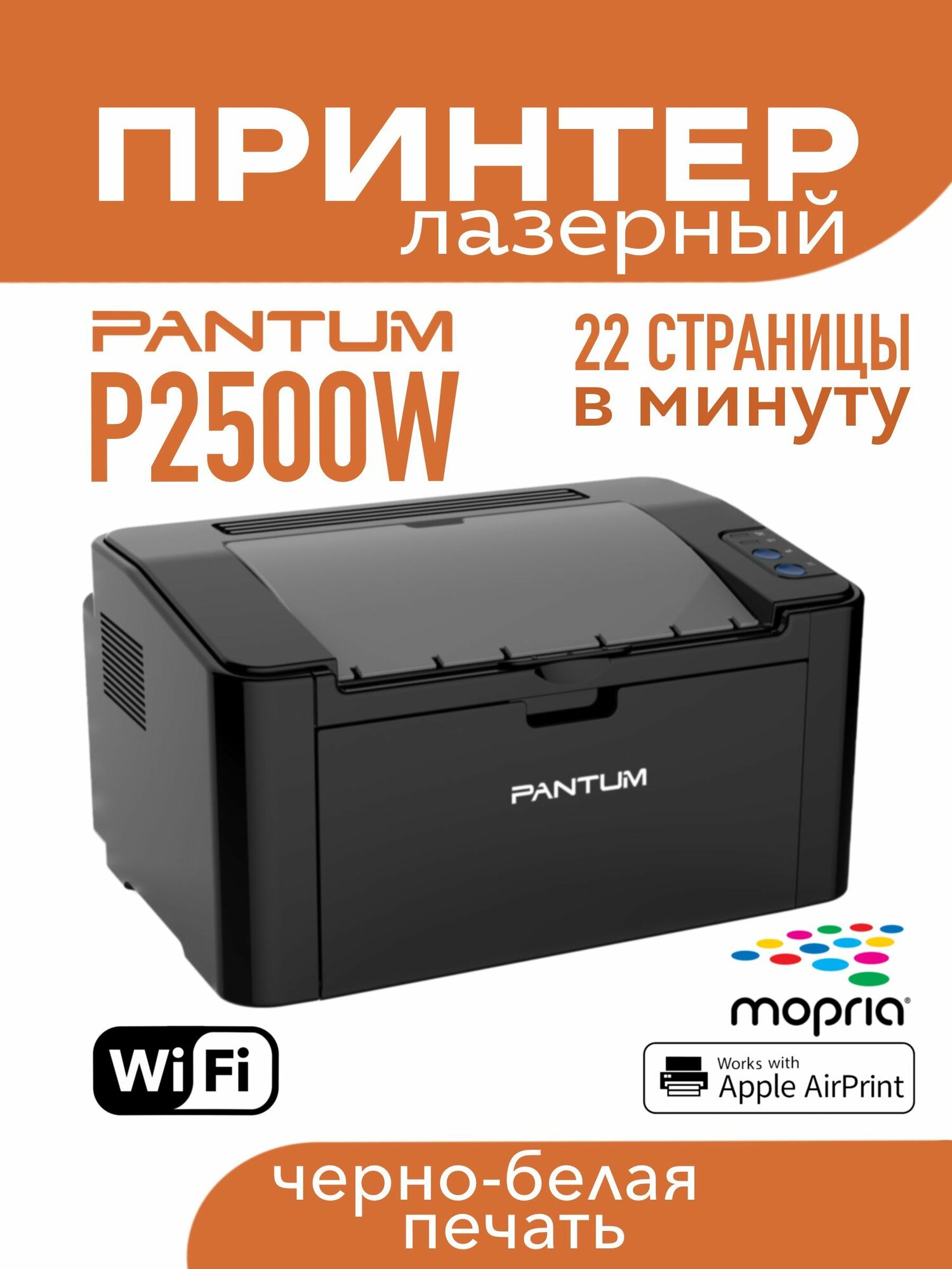 Принтер Лазерный Pantum P2500W WiFi А4 черно-белая печать