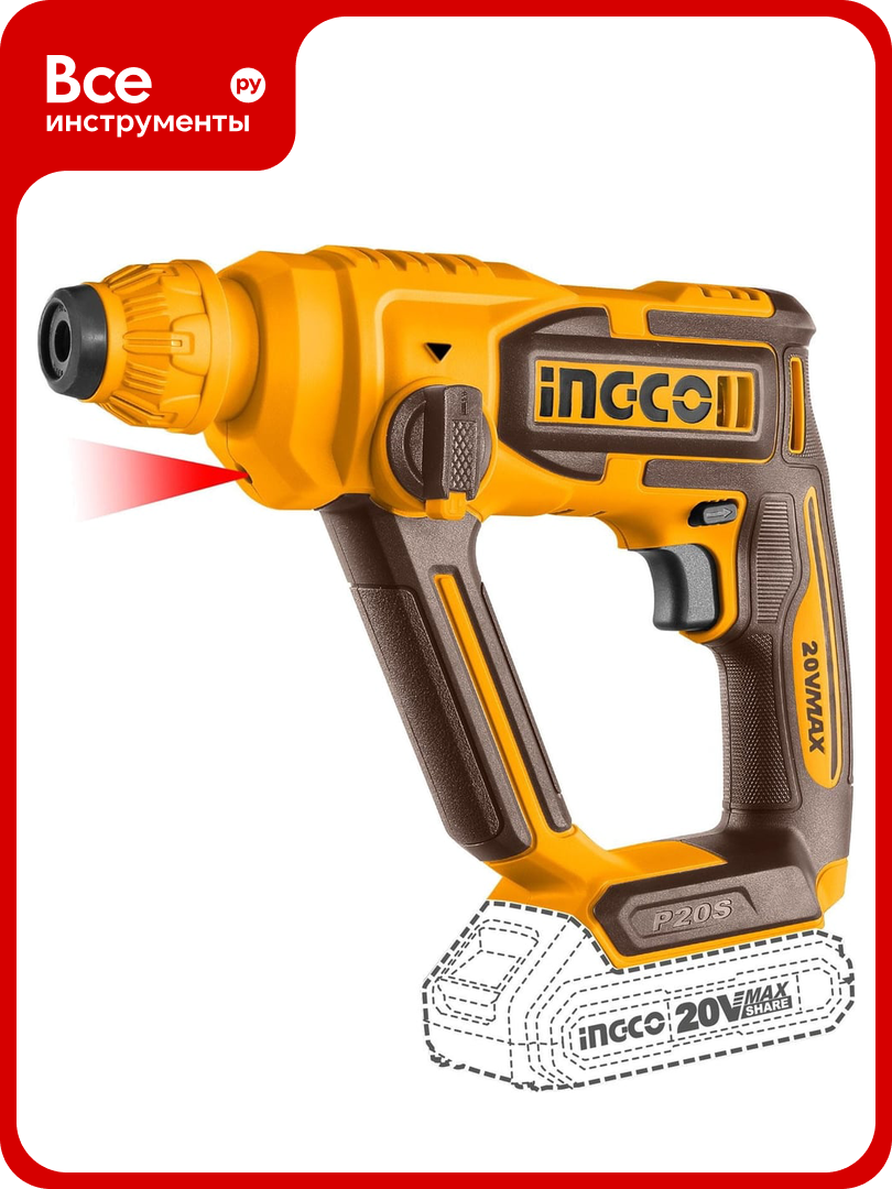 Аккумуляторный перфоратор INGCO 20 В 1,5 Дж CRHLI201681