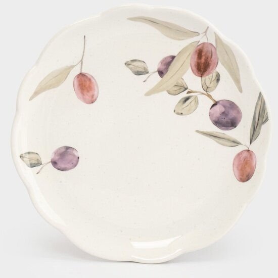 Тарелка закусочная Anna Lafarg 20 см, керамика, белая, Сливы, Plum Orchard, ANLAF-FDH-180925-2