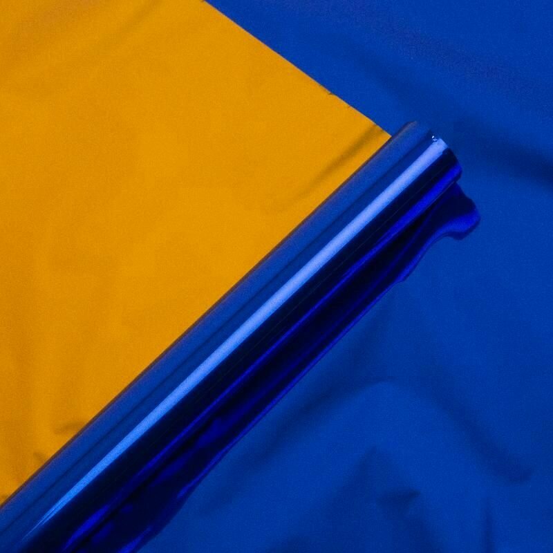Полисилк Браво 1х20 м, синий золотой, флористическая упаковка