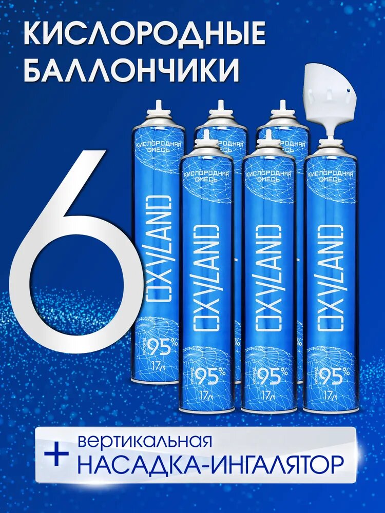 Кислородный баллончик OXYLAND 17л (3 шт.)насадка-ингалятор