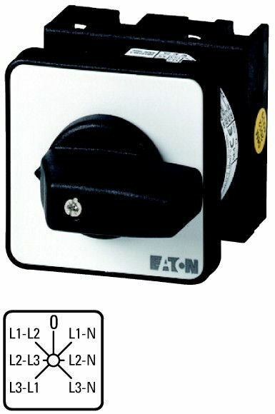 T0-3-8007/EZ Eaton, 3P + N , FS Phase/Phase-0-Phase/N , 45 , 48х48 мм , центральная установка Вольтметр переключатель, Артикул: 098186.